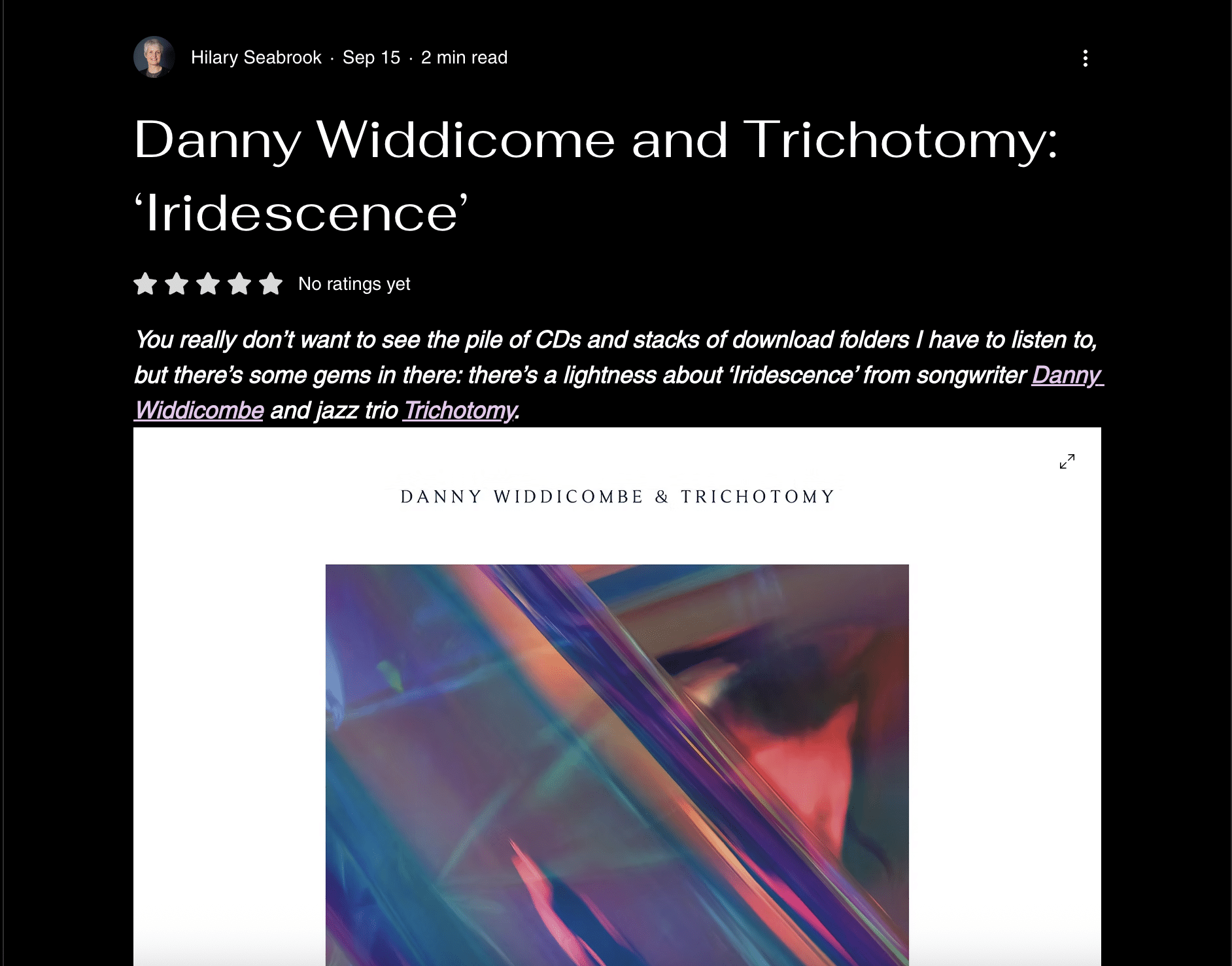 Danny Widdicombe & Trichotomy | Iridescence | 25 July, 2025 - Jazzfuel