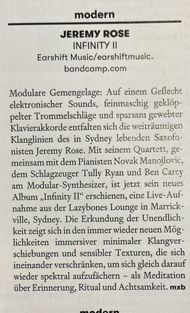 Jeremy Rose | Infinity II | November 14, 2025 - Jazzfuel
