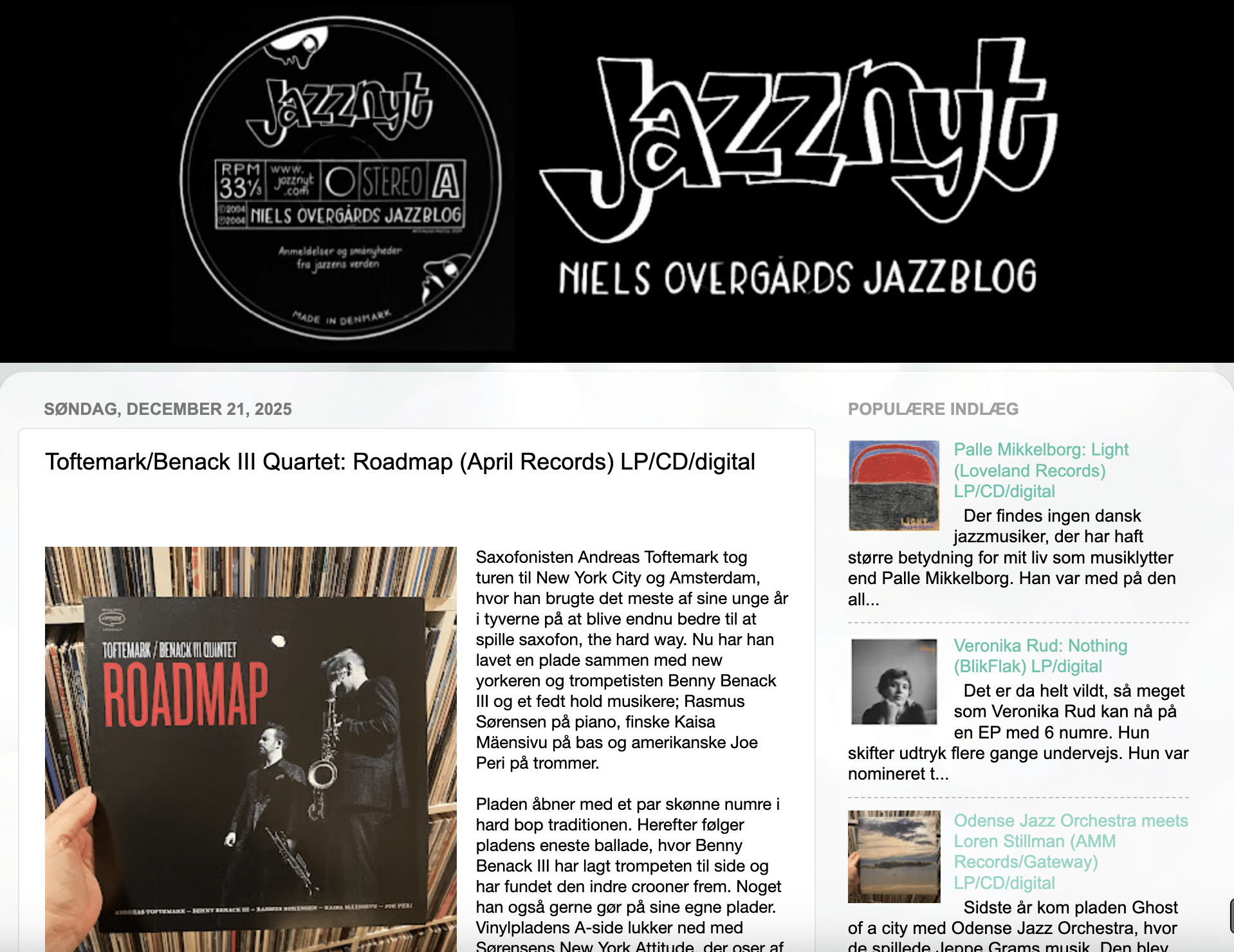 Toftemark/Benack III Quintet | Roadmap | November 14, 2025 - Jazzfuel